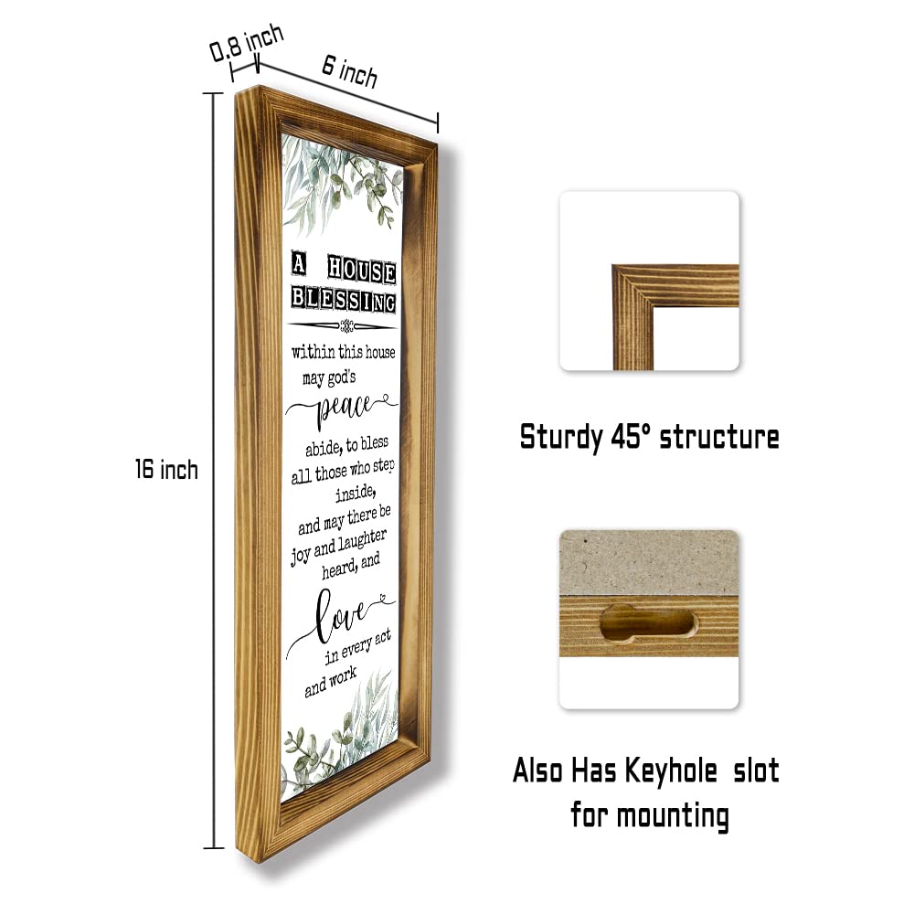 Maoerzai Bless This Home Wall Decor, Bless This House Wood Plaque Inspiring Quote, A House Blessing 6 X16 Inch Hanging Sign, Christian Religious Home Decor Saying. (White-Blessing sign)