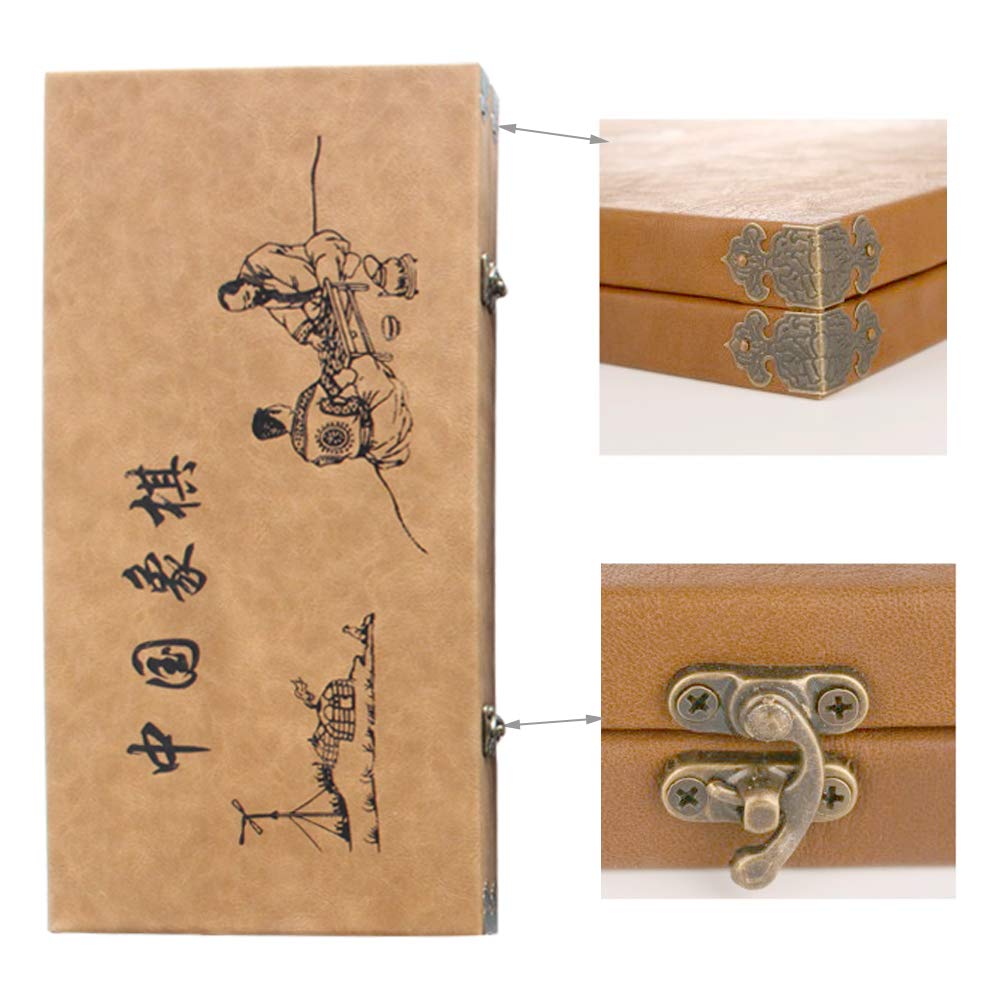 Luoyer 15 inch Chinese Chess Set with PU Leather Foldable Board Xiangqi Portable Chinese Chess Game Set Strategy Xiang Qi Board Games for 2 Players for Teens Adults Family