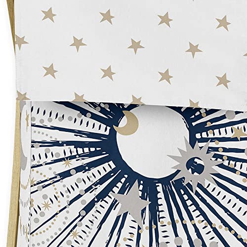 Sweet Jojo Designs Star and Moon Baby Kid Clothes Laundry Hamper - Navy Blue, Gold, and Grey Celestial Sky Stars Gender Neutral Unisex