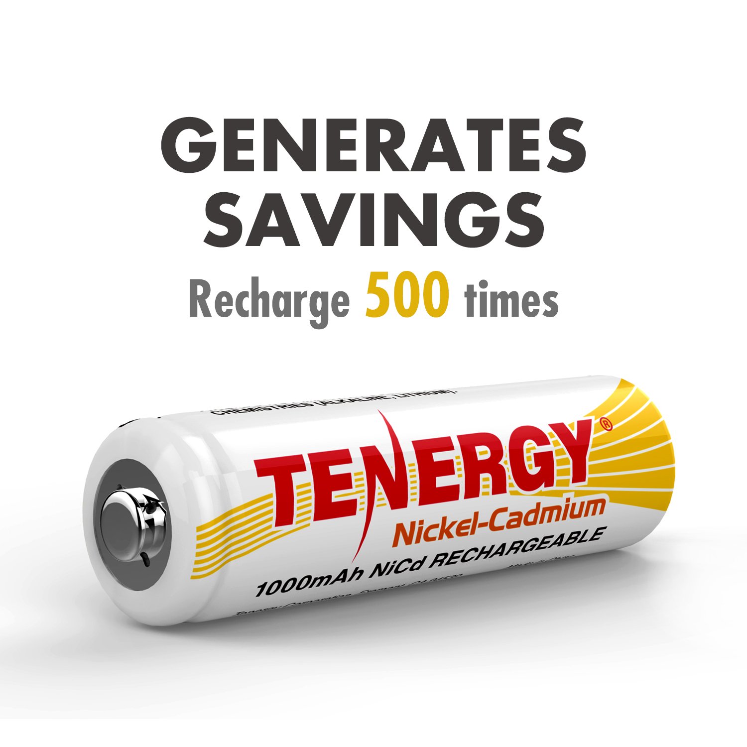 Tenergy AA Rechargeable Battery NiCd 1000mAh 1.2V Battery Pack for Solar Lights, Garden Lights, 12 Pack