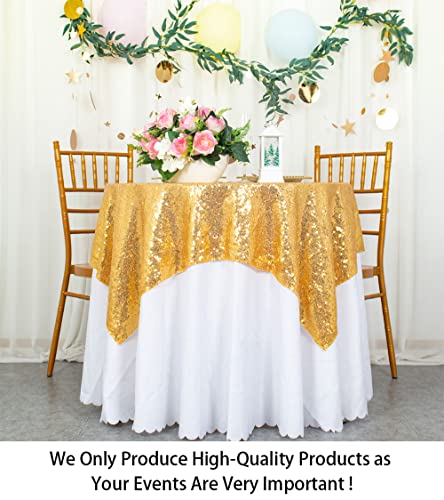 ShinyBeauty Sequin Tablecloth-Gold Sequin Table Overlay and Sequin Tablecloth/Linen for Wedding/Party/Event/Decoration-Gold (36inx36in) (Gold)