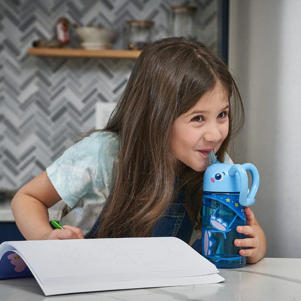 Move2Play - Kids Elephant Water Bottle with Straw - BPA Free - 16 Ounces - Toddler Water Bottle Gift for 2 3 4 Year Old Boys And Girls