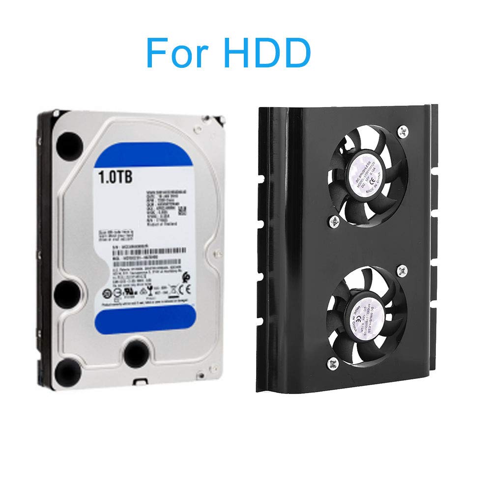Bewinner Dual Fan Hard Disk Cooler for HDD 10.05CFM Wind-Force Hard Drive Cooler 5000¡À10% RPM Fast Heat Dissipation Hard Disk Cooler for HDD (Black)