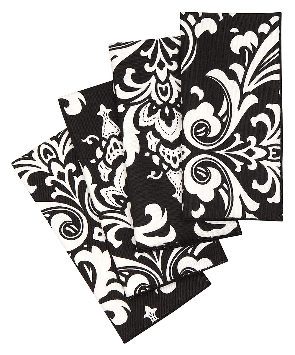 Cloth Napkins Black and White Wedding Table Décor Backyard Party Reception Black and White Table Linens, Linen Napkins All Cotton Dinner 18"x18" Set 4