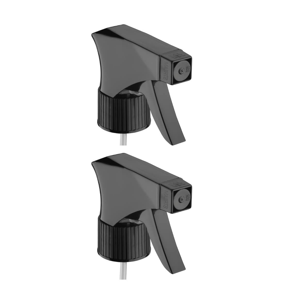 DOMPEL Trigger Sprayers valves, color black, thread 28/410, made with stainless steel springs and glass balls, with spray and stream Model 101D. (Spray heads only, bottles not included) (2)