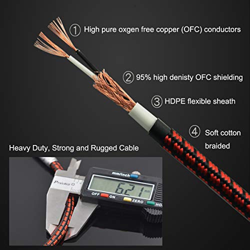 Primeda Auidophile 2RCA Male to 2RCA Male Stereo Audio Cable,Gold Plated | 4N Oxgen-Free Copper Core (3 Feet (1M))