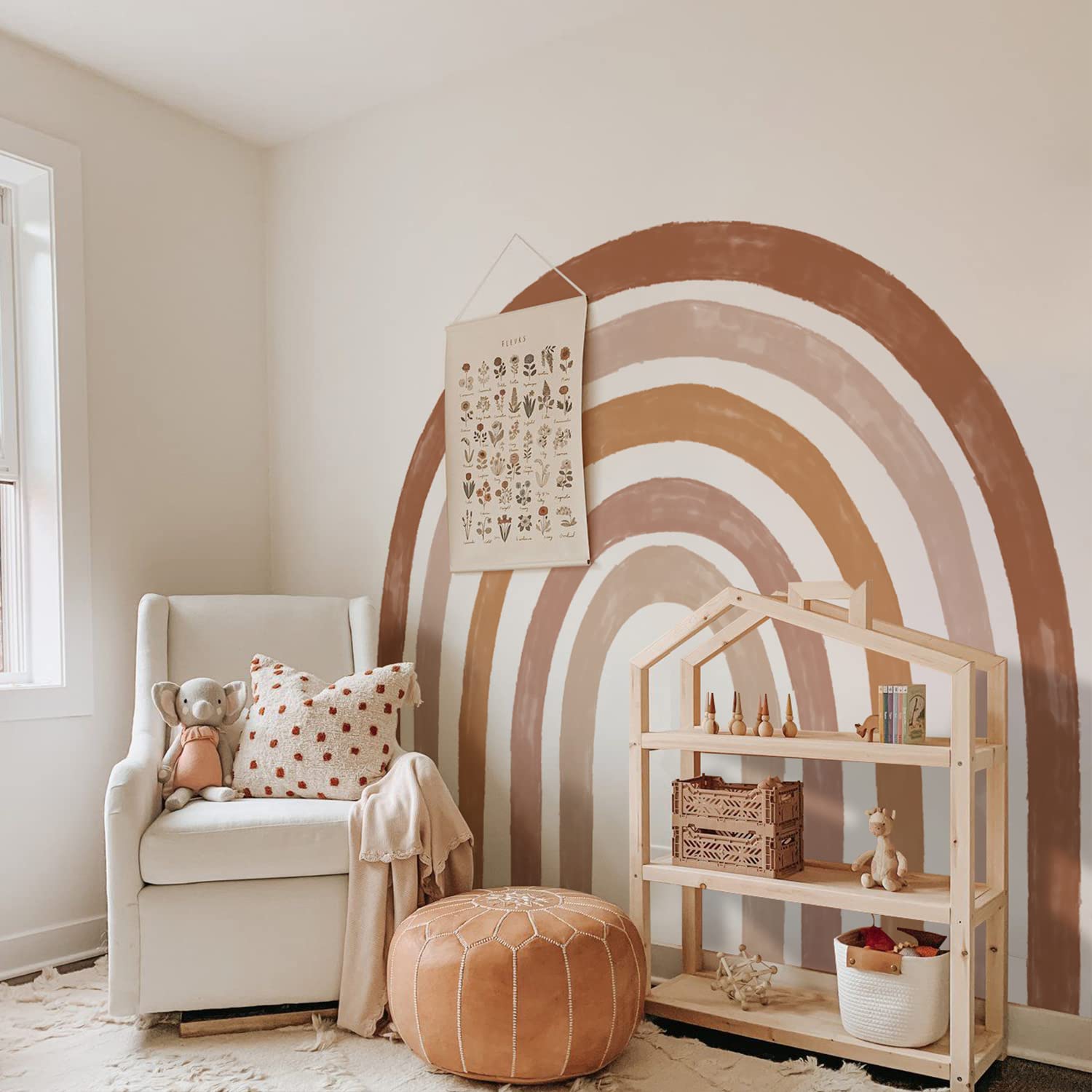 funlife Fabric Large Rainbow Wall Mural Stickers Peel and Stick, Precut Rainbow Wall Decals for Girls Bedroom, Watercolor Boho Rainbow Wallpaper Decor for Kids Nursery Room Playroom, 78.74" x 68.90"
