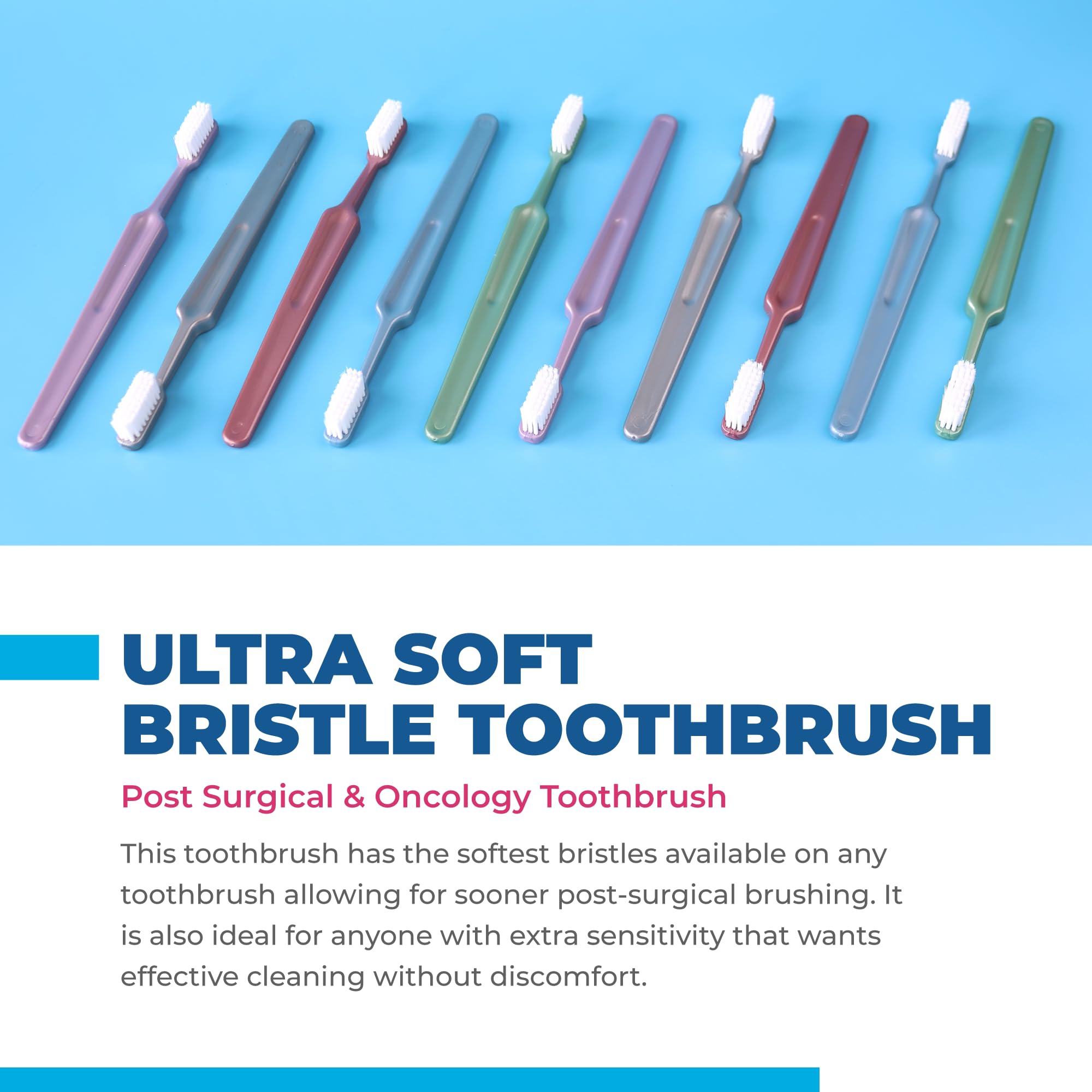 Tess Oral Health Ultra Soft Toothbrush - Post Surgical & Oncology Ultra-Soft Bristle Toothbrush - Gentle Care Extra Soft Bristles for Sensitive Gums (1 Dozen)