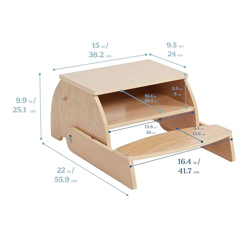 ECR4Kids Flip-Flop Step Stool and Chair, Kids Furniture, Natural