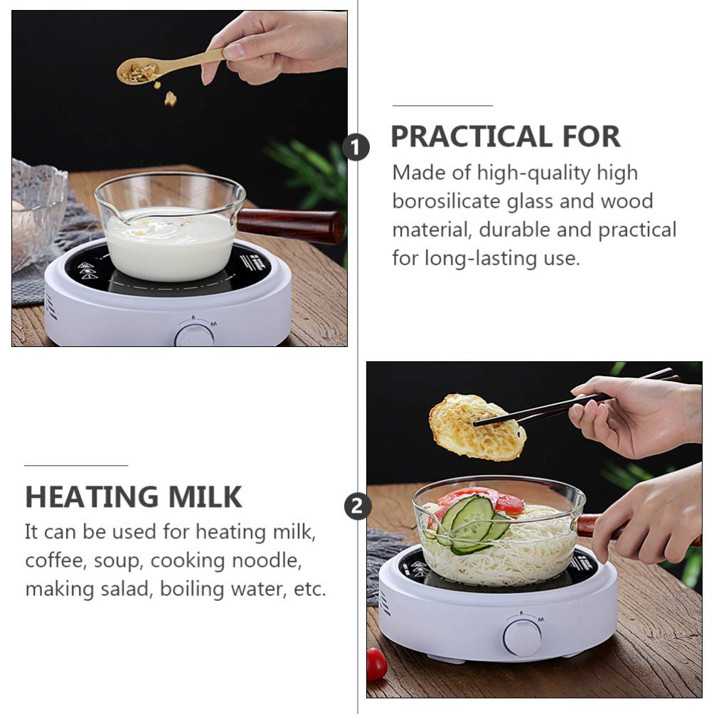 Glass Saucepan Nonstick Sauce Pot With Lid Pasta Pot Milk Pan Glass Stovetop Pot Kitchen Cookware For Noodle Soup Milk Food 400ML Transparent