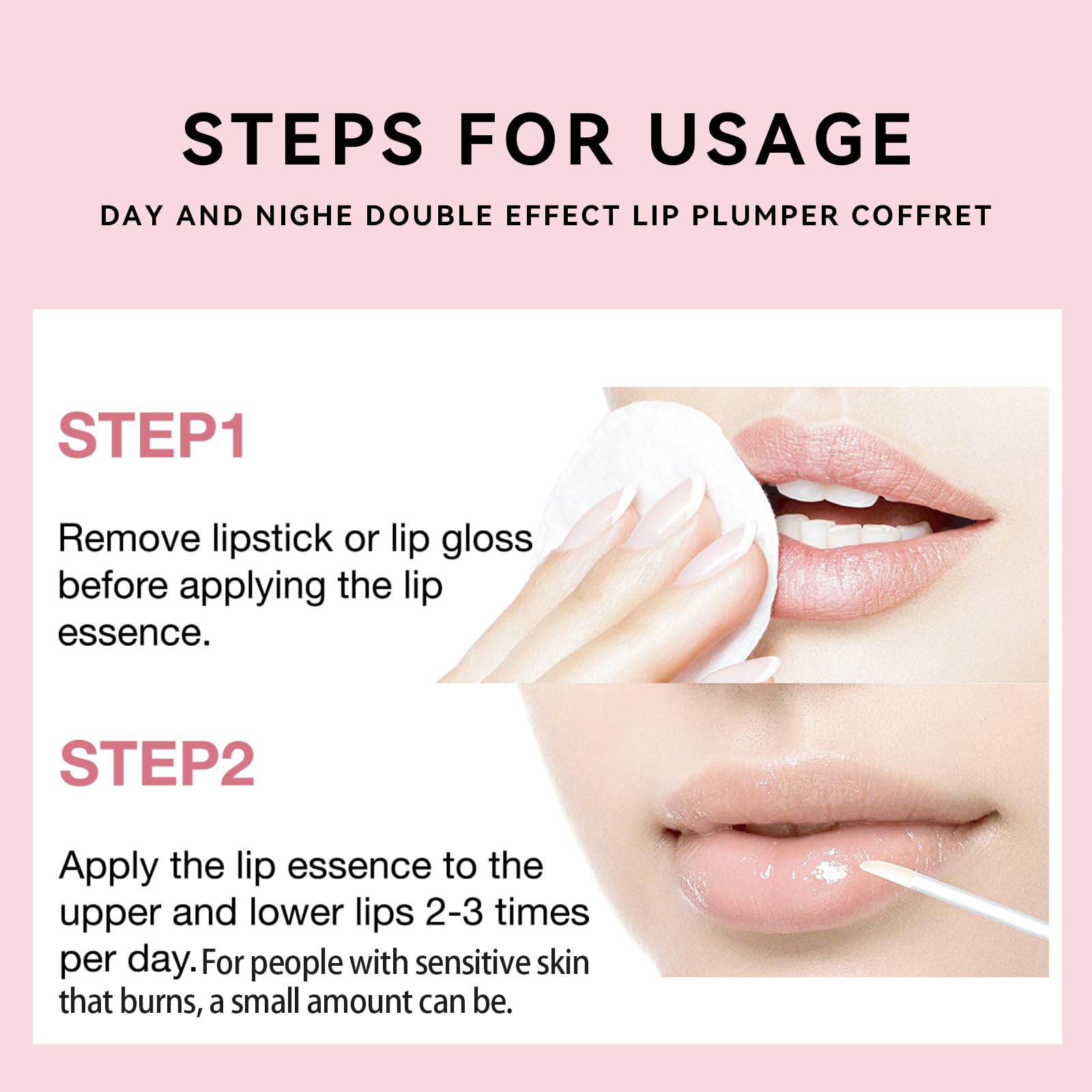 KISSIO Lip Plumper Set,Natural Lip Plumper,Lip Care, Lip Plumper Gloss,Lip Moisturizing Beautiful,Day Ues And Night Ues Set(2PCS)