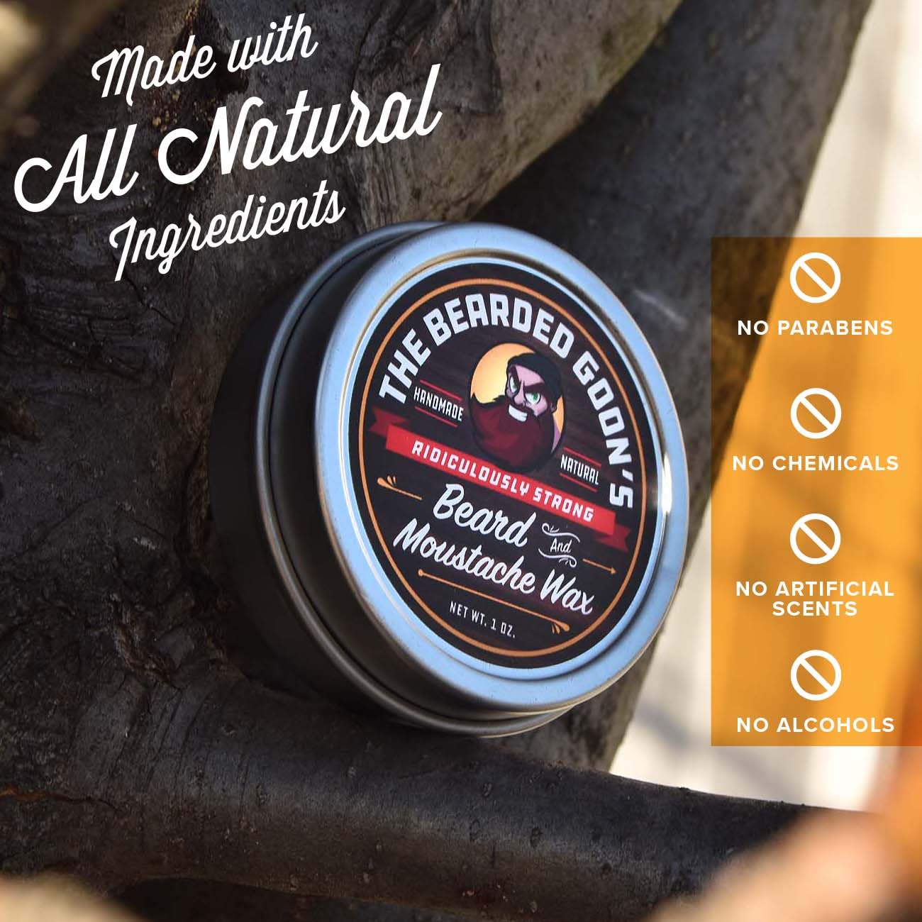 The Bearded Goon Ridiculously Strong Mustache and Beard Wax (2 Tins) - 100% Natural, All-Day Styling Control with Ultra-Strong Hold, 1 oz. each…