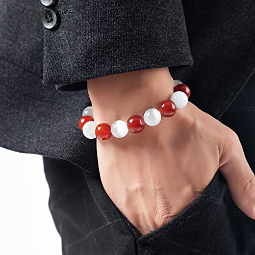 BESTMVP Agate Cat Eye Crystal Natural Stone Relax Anxiety Crystal Beaded Men Women Stretch Bracelet Unisex