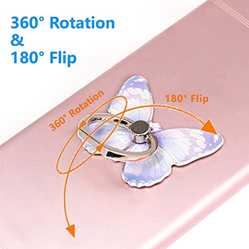 Kinizuxi Cell Phone Ring Holder, Butterfly Phone Ring Grip Stand 360°Rotation Finger Ring Kickstand Compatible with iPhone,All Android Smartphone (Blue)