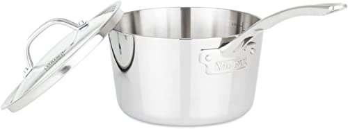Viking Culinary Contemporary 3-Ply Stainless Steel Saucepan, 3.4 Quart, Includes Glass Lid, Dishwasher, Oven Safe, Works on All Cooktops including Induction