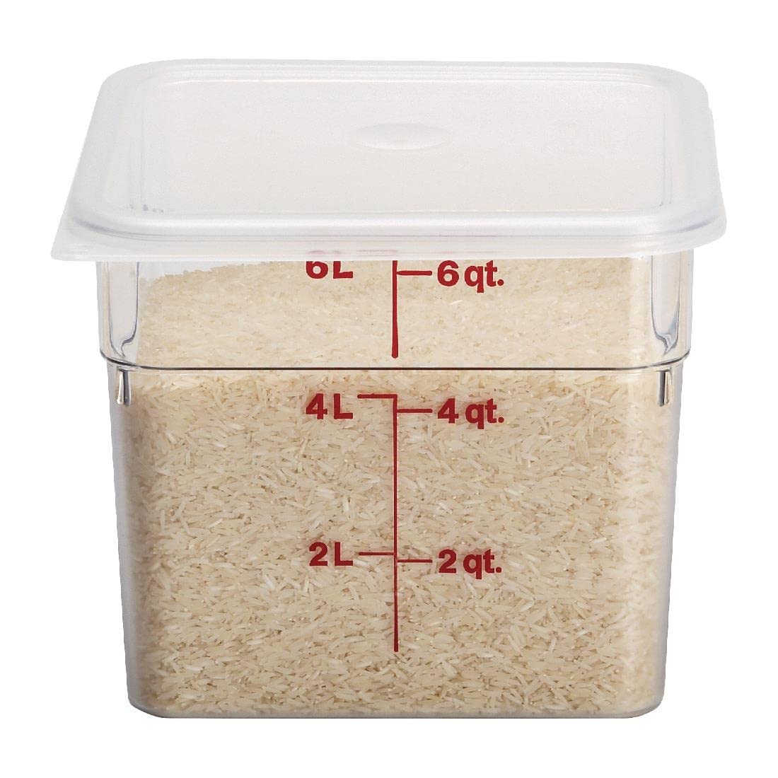 Camsquare Food Container, 6 Qt, 8-3/8'' X 8-3/8'' X 7-1/4'', Clear, Orange Graduation, (6 Pieces/Unit)