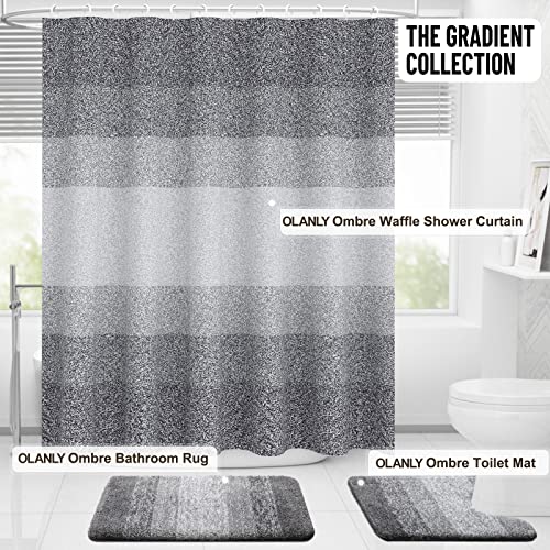 OLANLY Waffle Shower Curtain 72x72 Inches, Heavyweight Fabric, Machine Washable, Waterproof, Hotel Luxury Spa, Simple Modern Grey Shower Curtains for Bathroom, Guest Bath, Stalls and Tubs