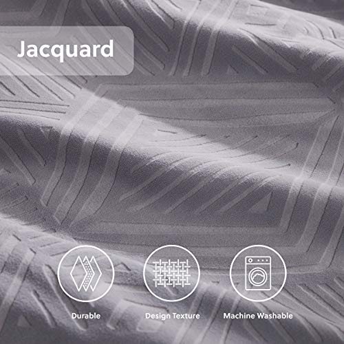 Bedsure Queen Size Comforter Set - 7 Pieces Jacquard Crease Comforter Bedding Set. Bed in a Bag with 1 Comforter, 1 Flat Sheet, 1 Fitted Sheet, 2 Pillowcases & 2 Shams,Grey Bedding Comforter Set