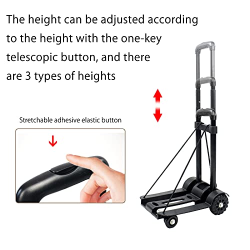 MAYQMAY Folding 4-Wheels Trolley Hand Truck Dolly 100 lbs / 45 KG Compact Luggage Cart for Travel, Moving and Office Use, Black