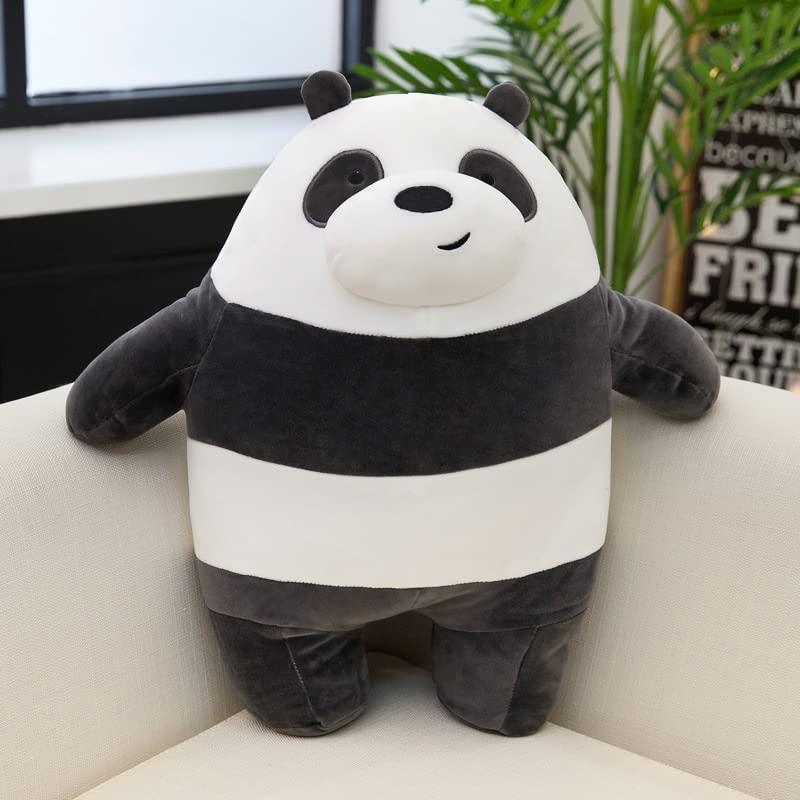MIQUANGGO Plush Toys for Baby 27cm Kawaii We Bare Bears Plush Toy Cartoon Bear Stuffed Grizzly Gray White Bear Panda Doll Love Birthday Gift (Black)