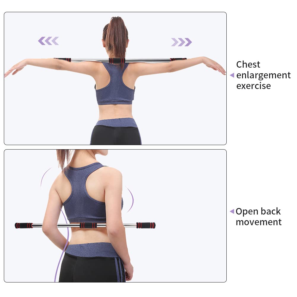 CALIDAKA 2pcs Yoga Sticks Stretching Tool, 31.5inch Posture Correction Sticks with Stick Buckle, Yoga Stick Open Shoulder, Posture Correction Straight Back Straighteners