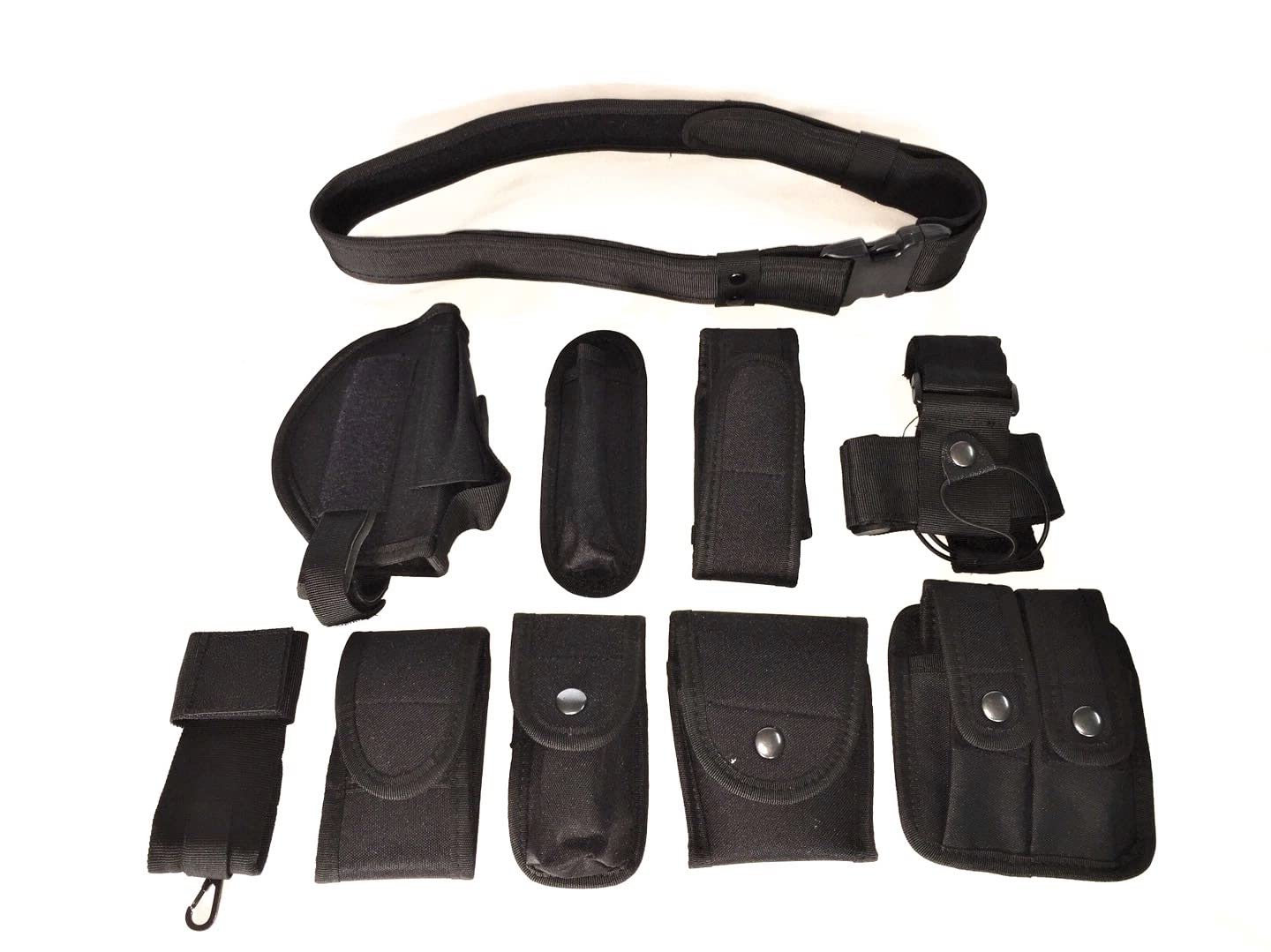 Bargain Crusader Duty Belt Military Tactical Modular Equipment Law Enforcement Police Security Guard Hunting Game Versatile Utility Adjustable Tool Belt (Adjustable 35"-45". 9 pouches, Black)