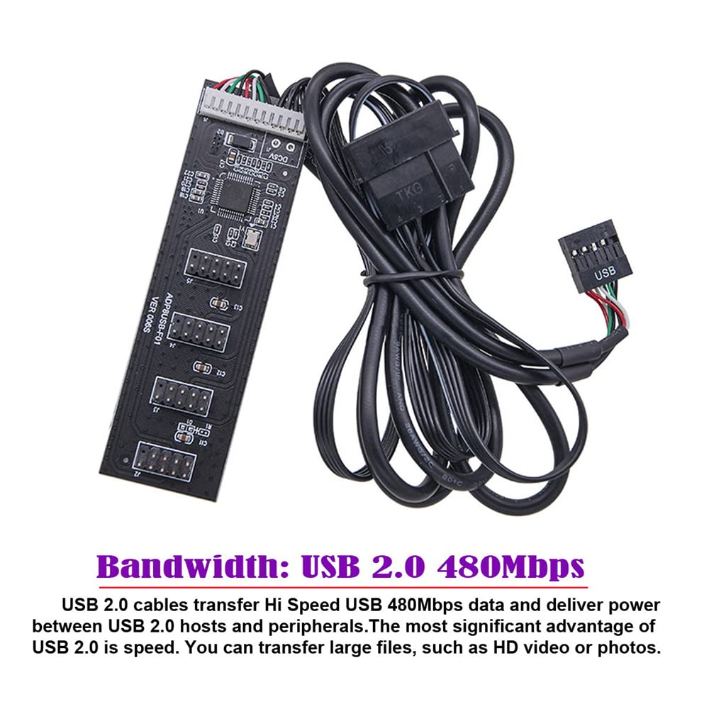cablecc USB 2.0 9pin 10pin Header 1 to 4 Female Splitter Extension Cable HUB with IDE 5V Power Connector Adapter Port Multilier