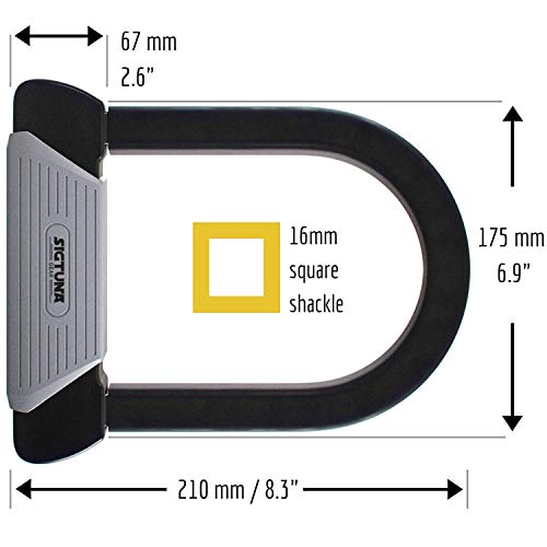 Bike U-Lock - Sigtuna Bike Lock Heavy Duty Anti-Theft with 4ft/1.2m Cable, Bicycle U-Lock with Sturdy Mounting Bracket for Mountain Bikes, Ebikes, Scooters