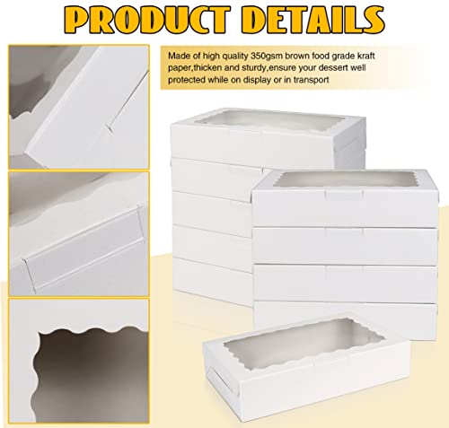 Cmkura 40 Pack Kraft Cookie Boxes with Clear Window,7" x 4 3/8" x 1 1/2",Paper Macaron Donut Candy Cakesicle Dessert Pastry Gift Box Container for Wedding,Party,Christmas,Birthday,Baby Shower(White)