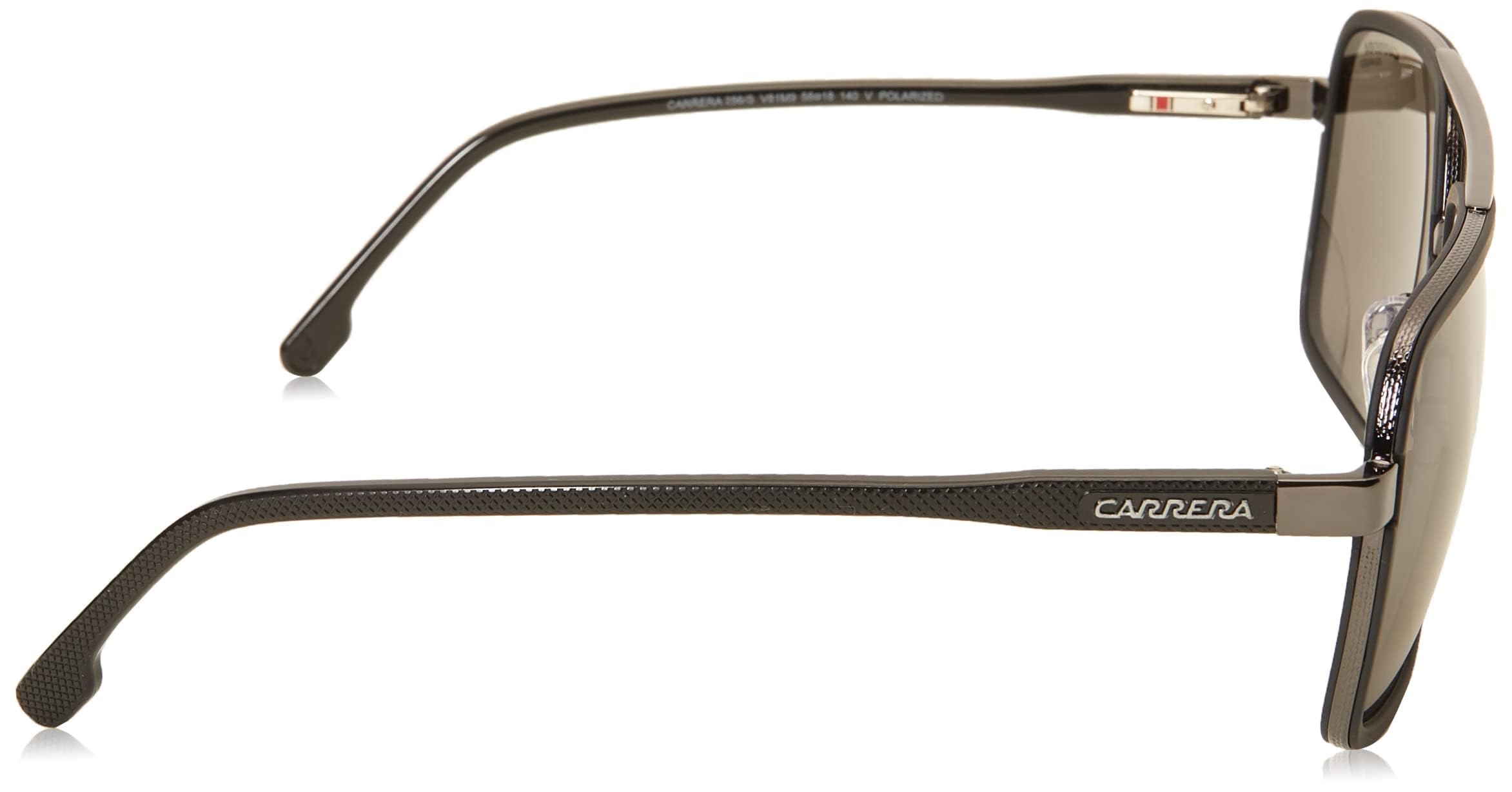 Carrera Men's 256/S Rectangular Sunglasses, Black/Polarized Gray, 58mm, 18mm