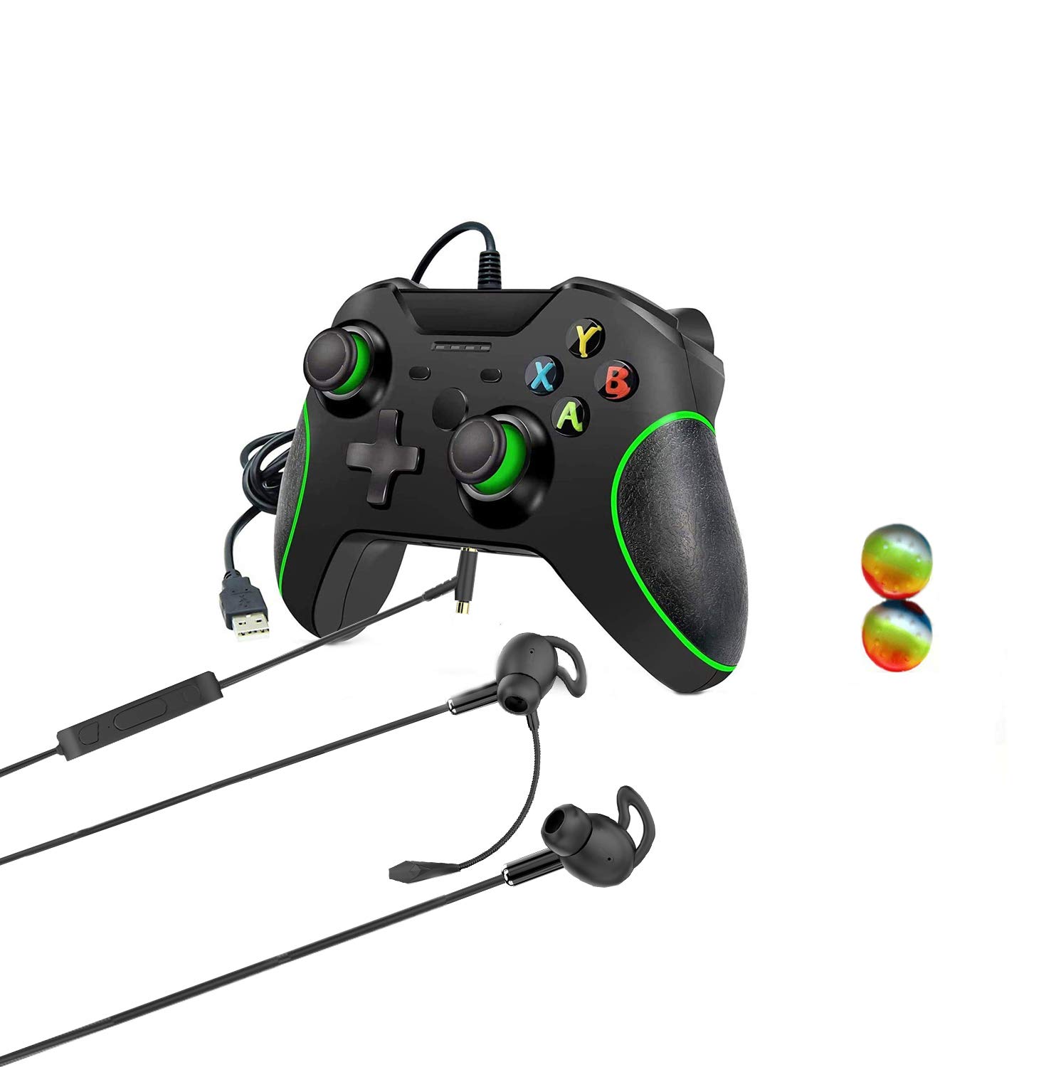 Byforphye Wired Controller for Xbox one, USB Wired Game Controllers Gamepad with Dual Vibration and Headset Jack Compatible for Xbox One/Xbox One S/Xbox One X/PC Windows 7/8/10(Provide Headset)
