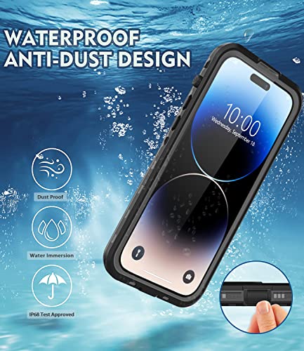Guirble Design for iPhone 14 Pro Waterproof Case, Shockproof Dustproof Phone Case for iPhone 14 Pro with Screen Protector, Full Body Protective Case for iPhone 14 Pro Cover 6.1'' (Black/Gray)