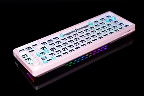 GK GAMAKAY LK67 65% RGB Modular DIY Mechanical Keyboard, 67 Keys Hot Swappable 3pin/5pin Switch, Programmable Triple Mode Bluetooth 5.0/USB-C Wired/2.4GHz Wireless Customized Keyboard Kit (Pink)