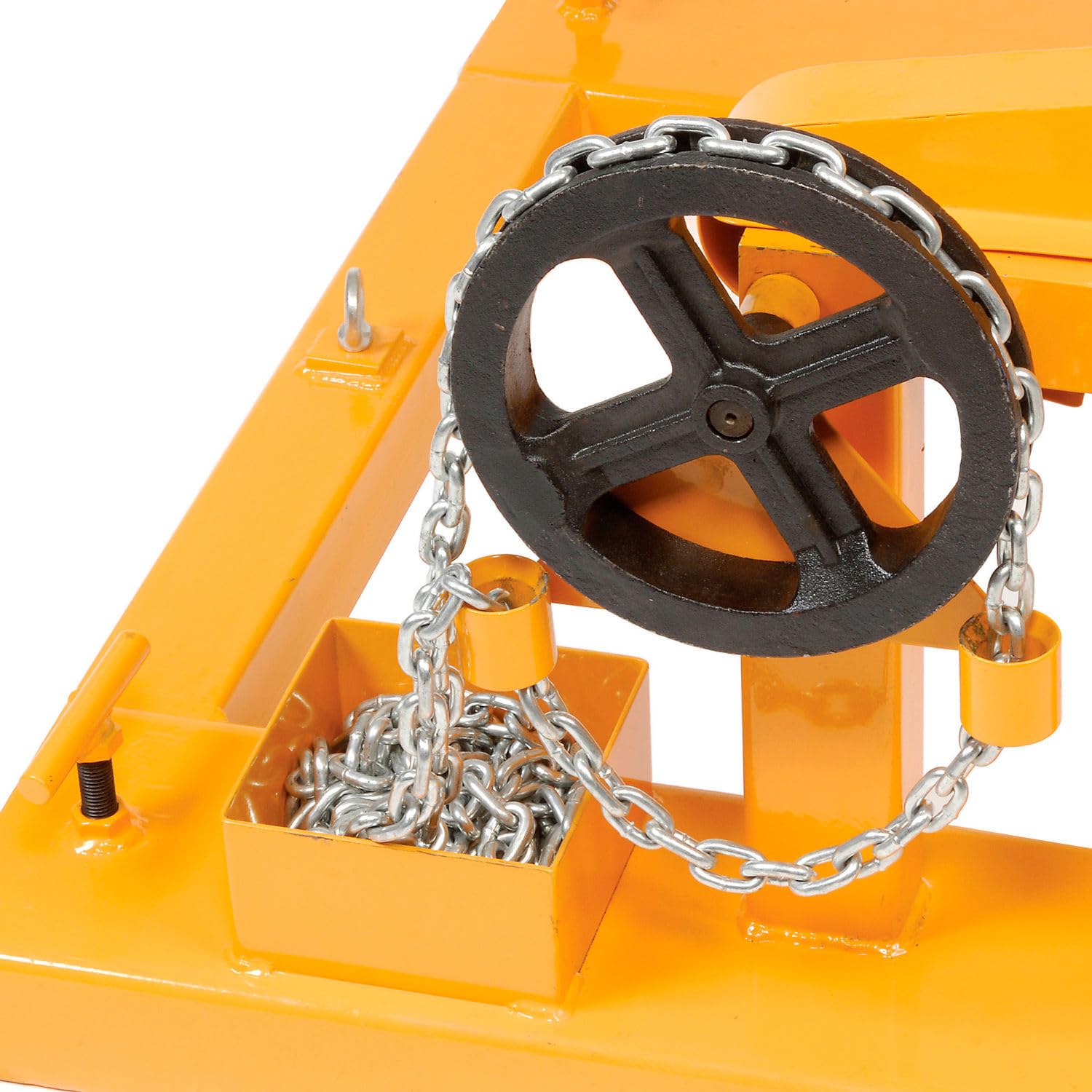 Global Industrial Forklift Tilting 55 Gallon Drum Dumper, Steel, Yellow, 800 Lb. Capacity