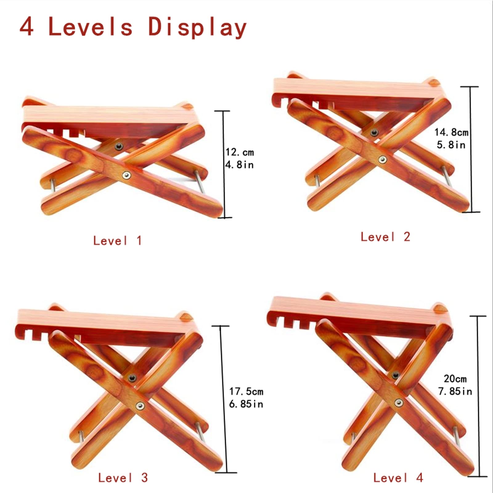 Miwayer Bamboo 4 Gears Adjustable Upscale Guitar Foot Rest Non-Slip Foot Stool Foldable Footrest from 4.5" up to 8",Accessory for Classical Acoustic Guitar Part