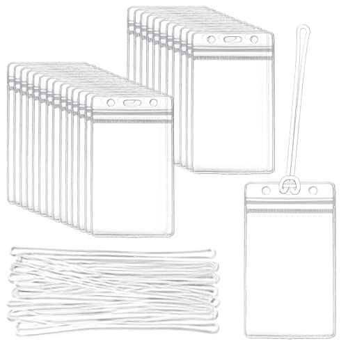 IRA POLLITT 80 Pieces Clear Luggage Tags Bag Tags Holder Plastic Name Tag Holders Identification ID Card Name Badge Holders with Luggage Tag Loop Straps for Business Trip Credit Card Travel