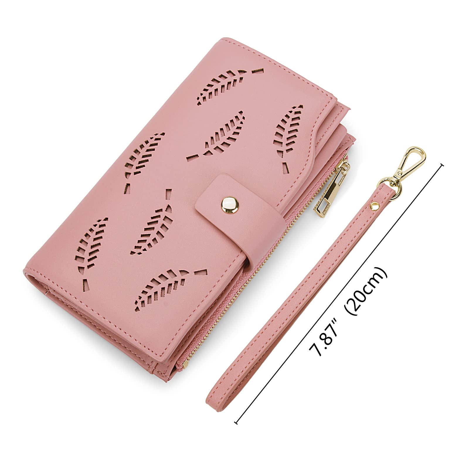 YALUXE Women's Leather Zipper Wallet RFID Blocking Multi Card Holder with Cellphone Pocket Large Capacity