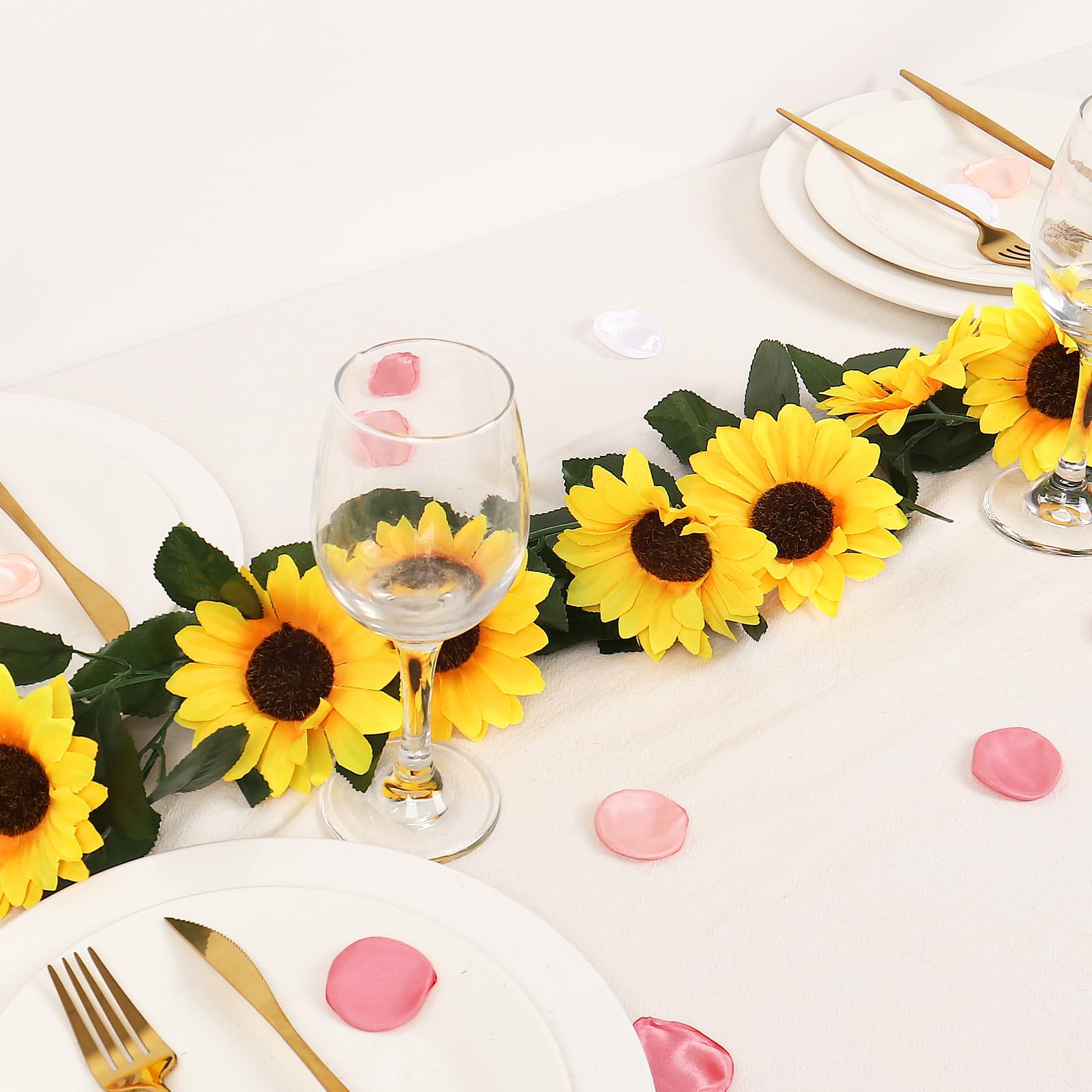 Beferr 30pcs Artificial Fabric Sunflower Heads 4.1" Silk Yellow Sunflower for Home Garden Craft DIY Art Wedding Party Decor