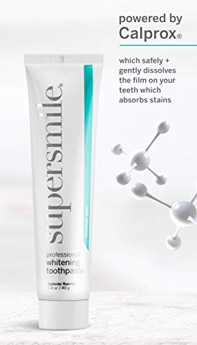 Supersmile Professional Teeth Whitening Toothpaste with Fluoride - Clinically Proven to Remove Stains & Whiten Teeth Up to 6 Shades - Enamel Strengthening - No Sensitivity (Original Mint, 1.4 Oz)