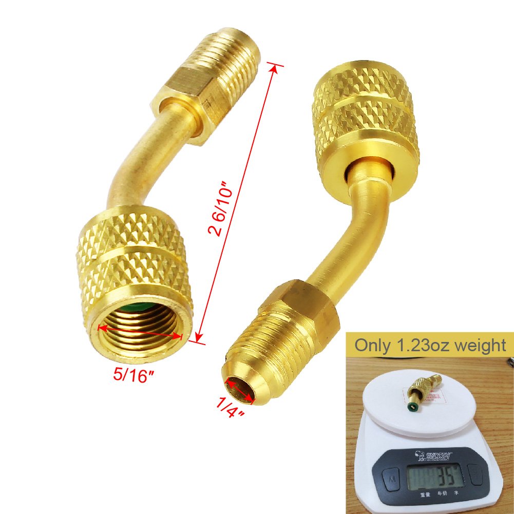 LBG Products R410a Adapter with Thimble for Air Conditioner Ductless Mini Split HVAC System, 5/16 '' Female SAE Quick Couplers x 1/4'' Male Flare(3 Pcs)