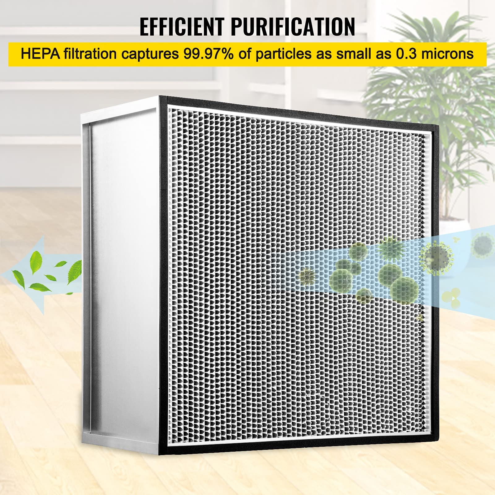 VEVOR HEPA Replacement Filter, 24''x24''x11.5'' AC Filter, True HEPA Pleated Air Filter, Air Filter Replacement with Galvanized Frame, 99.97% Standard Filter Compatible for HEPA Filter Novair 2000