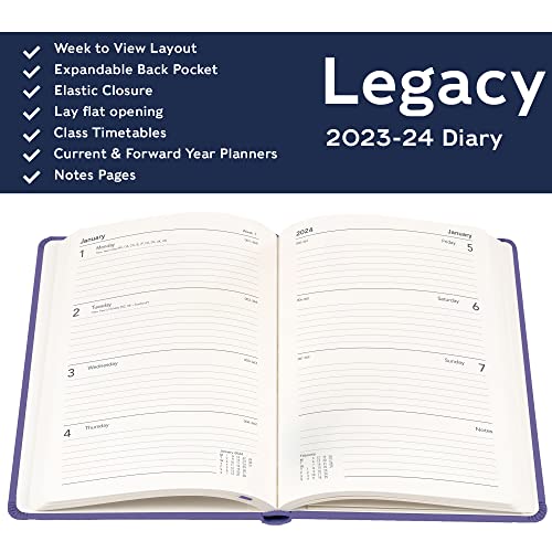 Collins Debden Collins Legacy Academic 2023-24 A6 Week to View Mid Year Diary Planner School College or University Term Journal - July 2023 to July 2024 - Blue - CL63M.60-2324