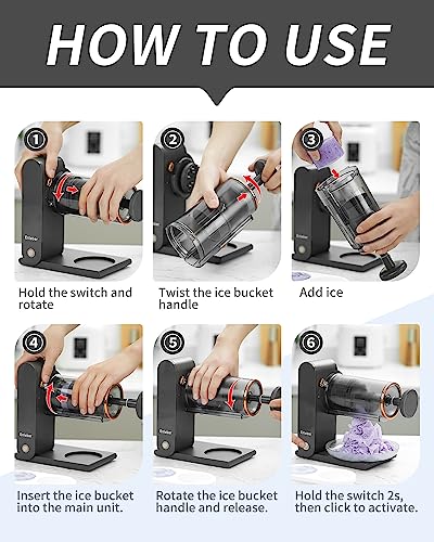 Shaved Ice Machine Electric - Rechargeable Snow Cone Maker, Frozen Dessert Machine Makes Soft Smoothies, Slushie (Dark Grey)