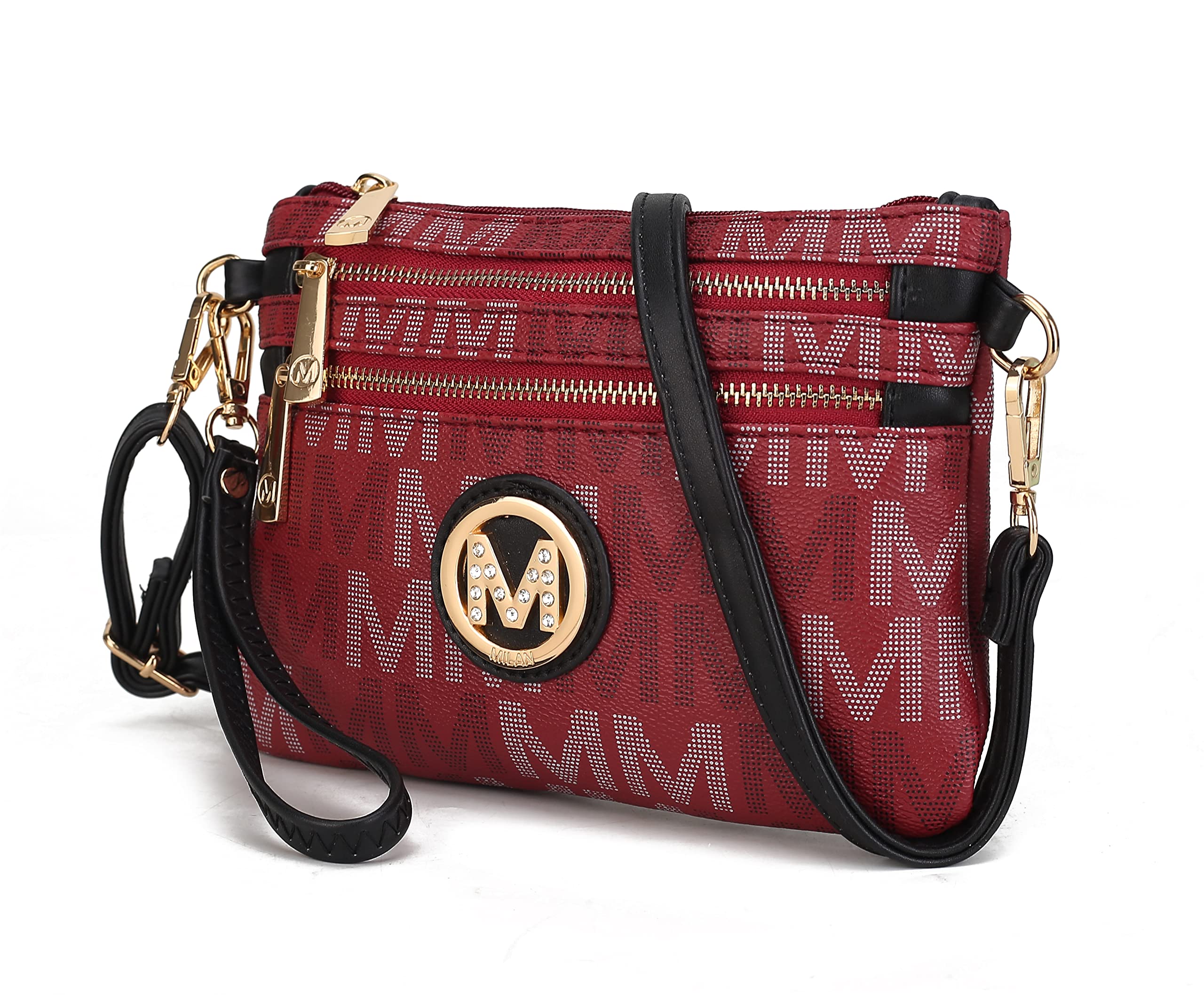 MKF 2 in 1 Crossbody Bags for Women, Wristlet Purse - Ladys Small PU Leather Messenger Handbag - Adjustable Strap Red