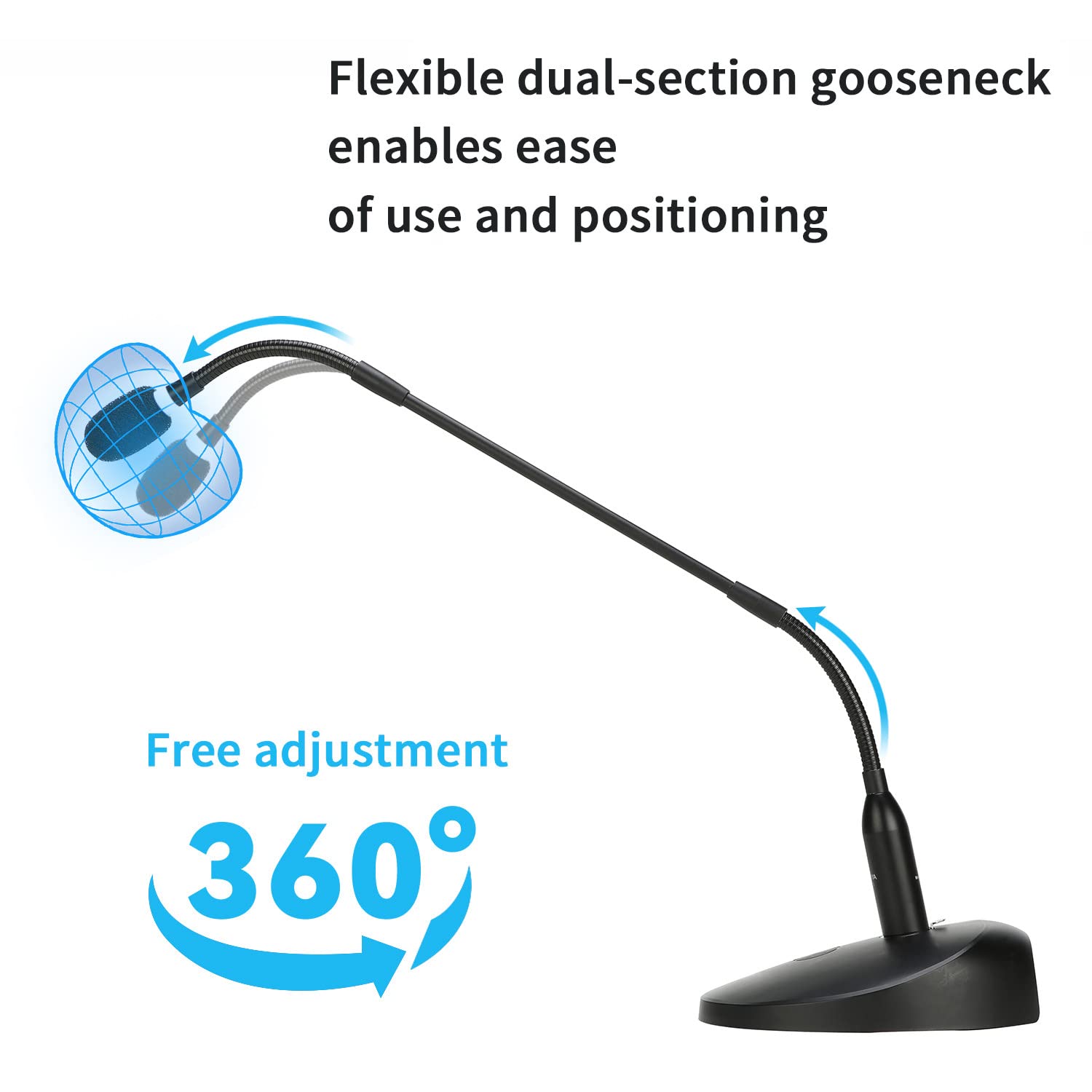 BOYA BY-GM18CB Podium Microphone,18" Gooseneck Microphone with XLR 48V Phantom Power LED Indicator,Desk Microphone for Conference Video Live Streaming Lecture Speech Podcast