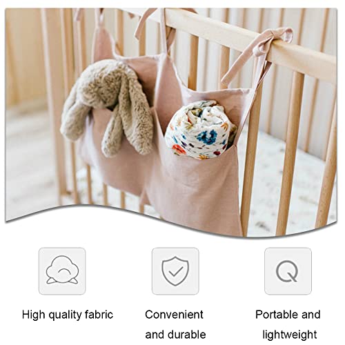 SuXHyez Bedside Caddy Hanging Storage Pocket Baby Cot Pocket Organiser for Holding Bottle Toy Diaper Nursery Dorm Rooms Baby Bed Rails Hanging Storage Bag(Grey