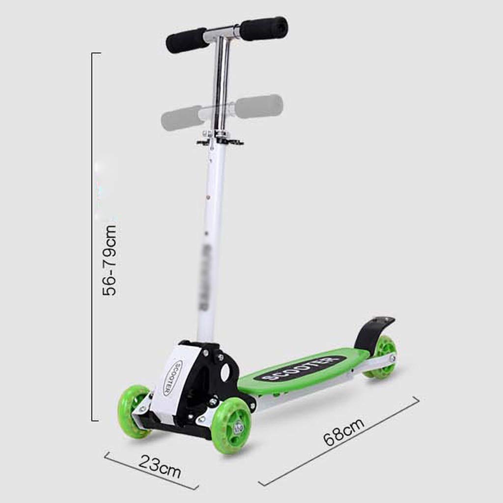 Ygqtbc Foldable Children's Scooter Yo-Yo Iron Bicycle PU Can Lift Three-Wheeled Scooter Scooter Swing