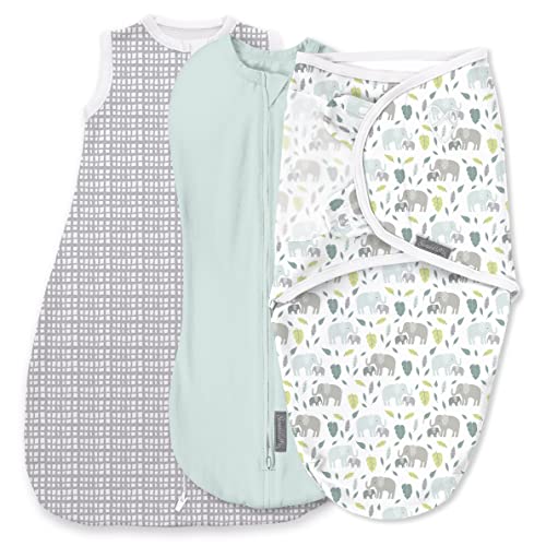 SwaddleMe™ by Ingenuity™ Comfort Pack – Size Small, 0-3 Months, 3-Pack (Baby Elephant) Baby Swaddle Set