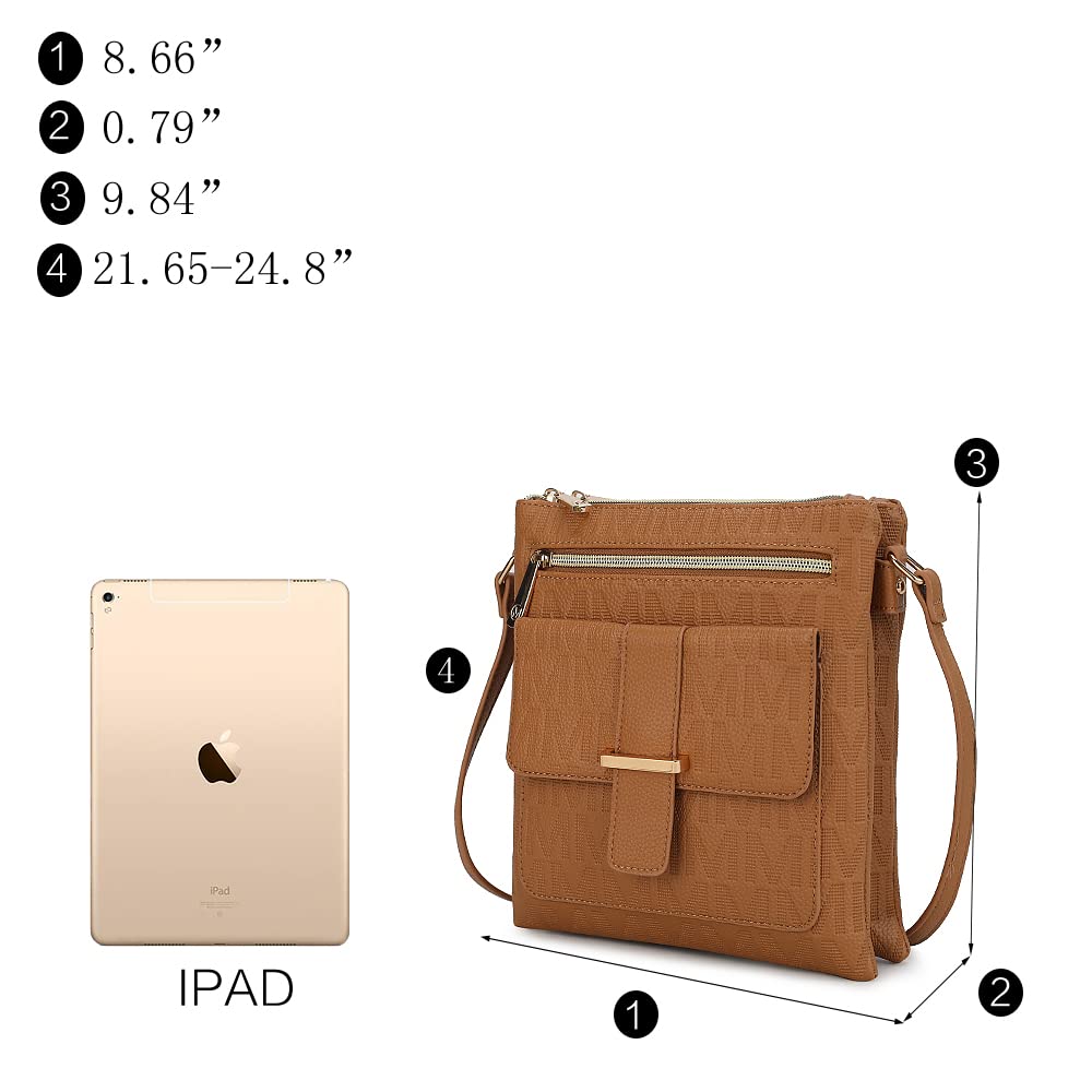 MKF Crossbody Bag for Women β PU Leather Pocketbook Handbag Triple Compartment Messenger Purse β Shoulder Strap