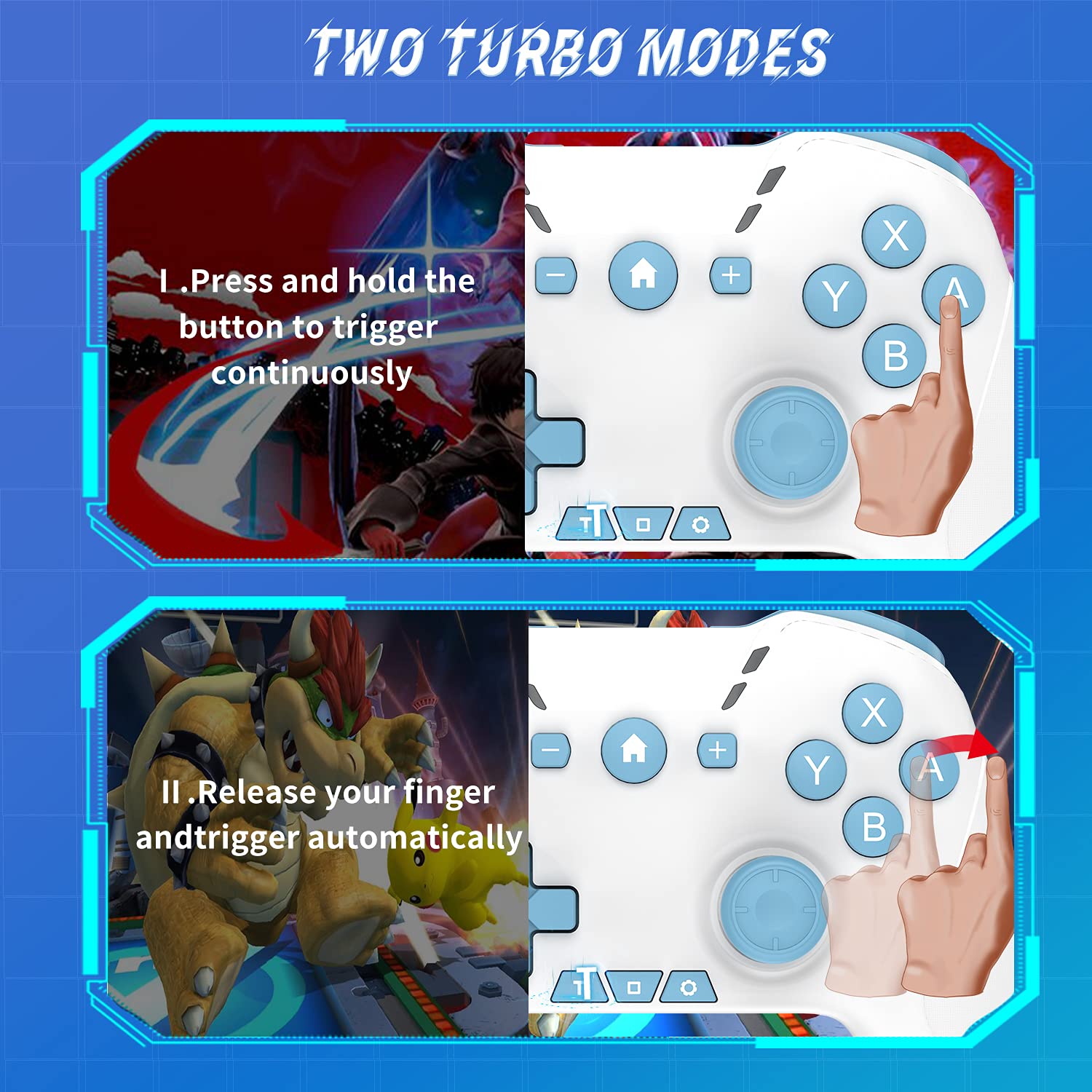 Bluetooth Controller, Wireless Pro Game Controller for Nintendo Switch Lite OLED/PC/iPad/mac/iOS/Android/Steam/Apple Arcade MFi Games, Dual Vibration & 6-Axis USB Remote Mobile Phone Gamepad Joystick